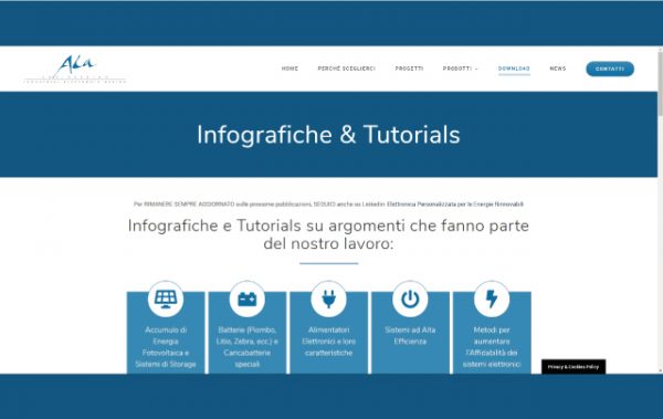 Sezione con Tutorials e Infografiche - Ala Engineering Srl